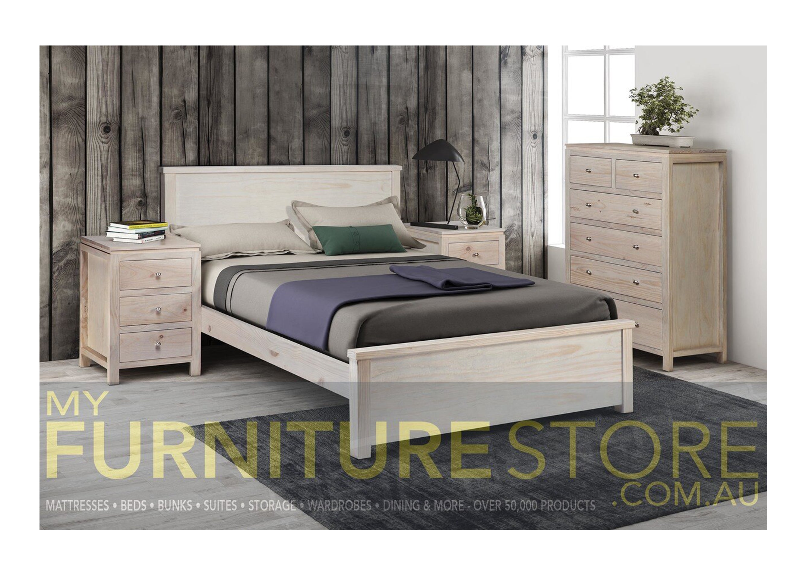 QUEEN (AUSSIE MADE) OZARK TIMBER BED - ASSORTED PAINTED COLOURS ...