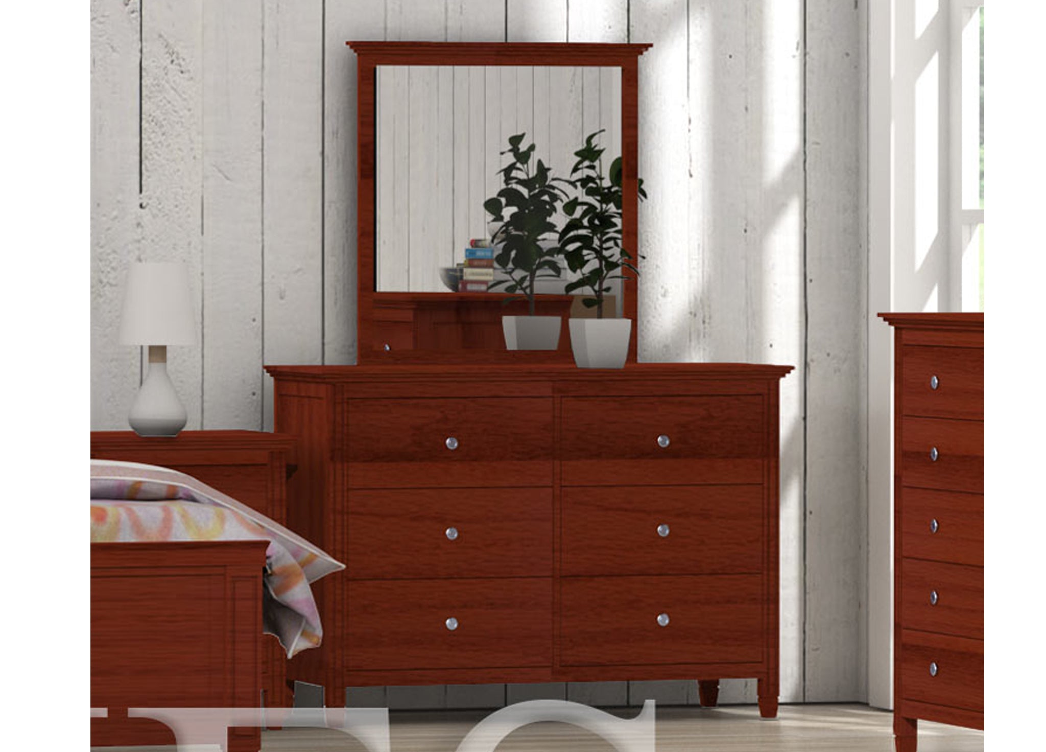WINSLOW (CUSTOM MADE) 6 DRAWER DRESSING TABLE WITH MIRROR - ASSORTED C ...